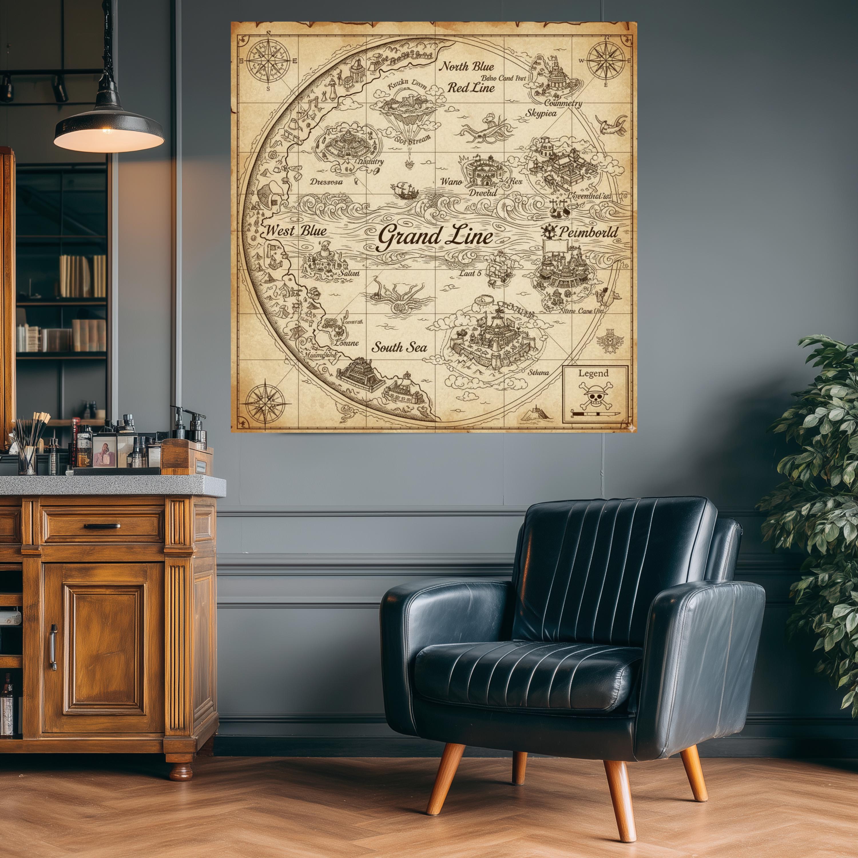 One Piece Style Anime World Map Poster: One Piecec Manga Fan Art ...