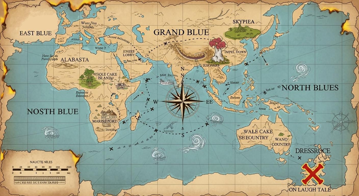 Inspired by One Piece Anime World Map Poster: Manga Fan Art (digital ...