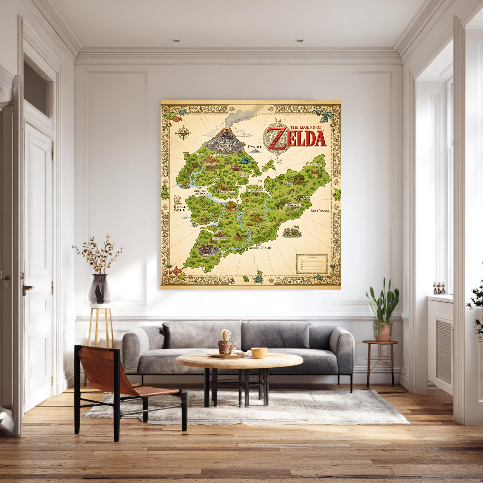 Zelda Hyrule Map Poster: Vintage Style Game Art (digital Download) - Etsy