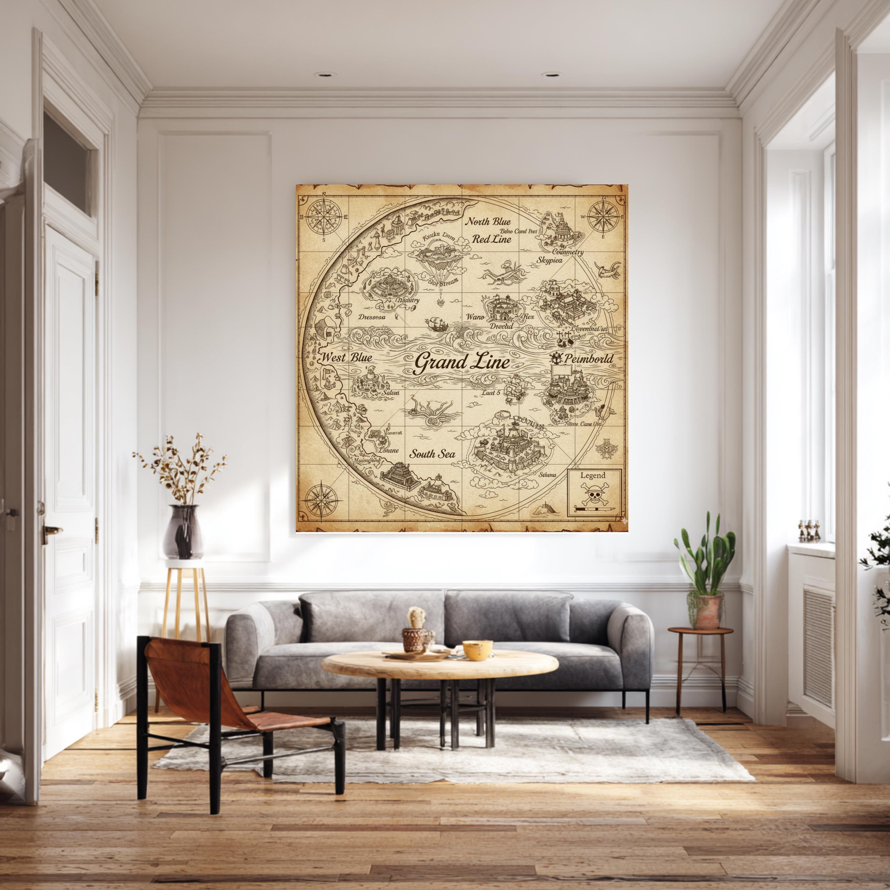 One Piece Style Anime World Map Poster: One Piecec Manga Fan Art ...