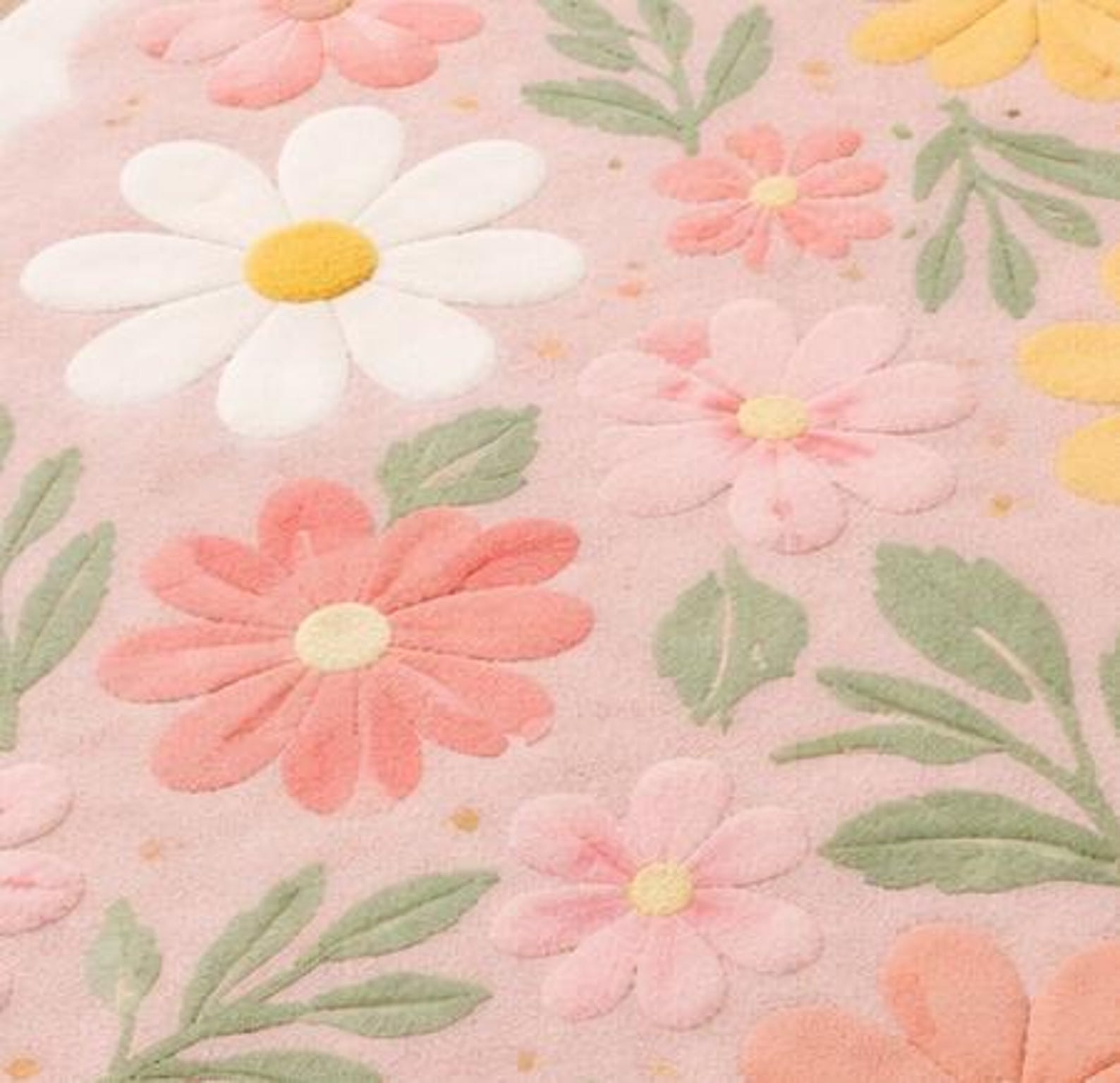Pastel Pink Scalloped Floral Hand Tufted Wool Rug | Daisy Botanical ...