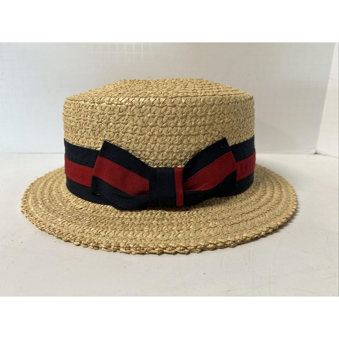 Vintage Mens Boater Authentic Hat- Fine Quality Straw Hat - Made in ...