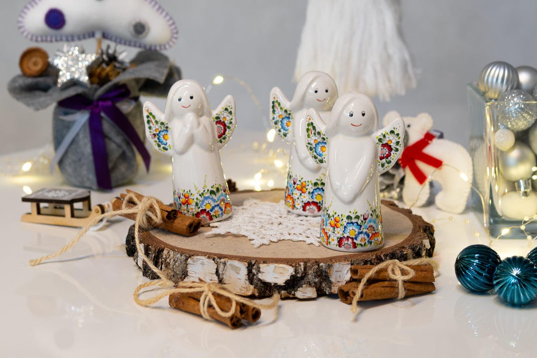 Porcelain Angel Statue – Hand Painted Ceramic Figurine for Home or ...