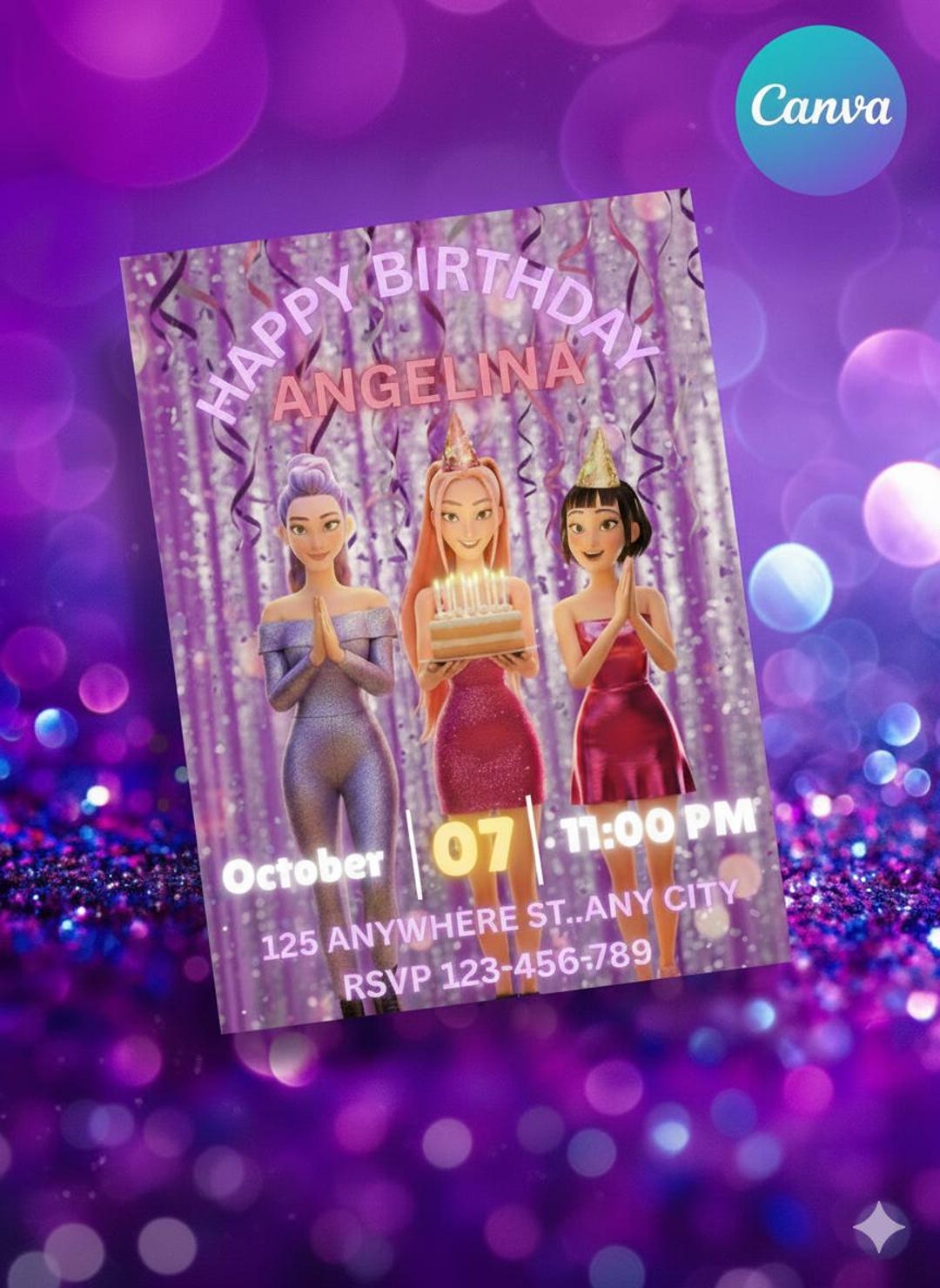 Editable Invitation Kpop, Birthday Invitation | Canva Template (digital ...