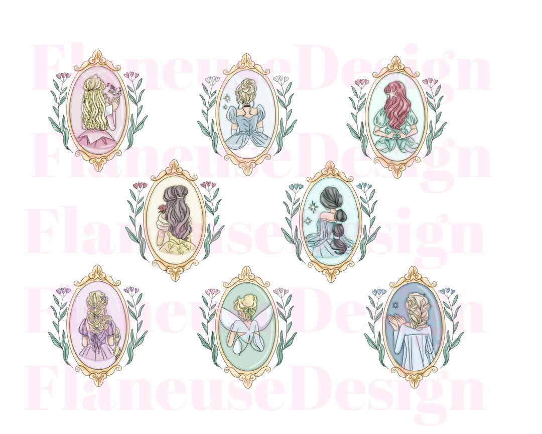 Coquette Princess PNG Bundle: Floral Cartoon Graphics (digital Download ...