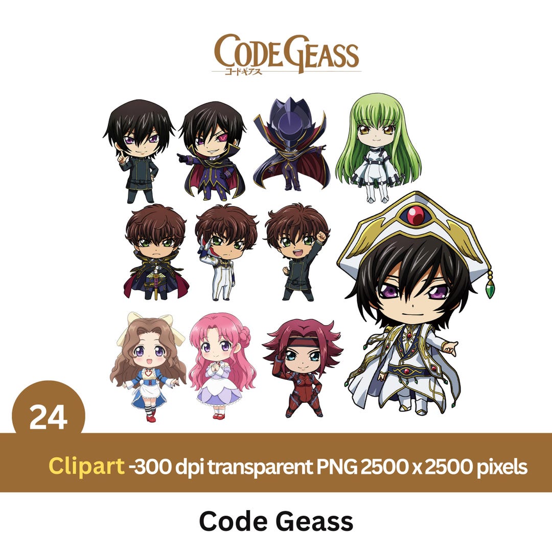 Chibi Fanart Code Geass Clipart Bundle | 24 PNG Set - Etsy