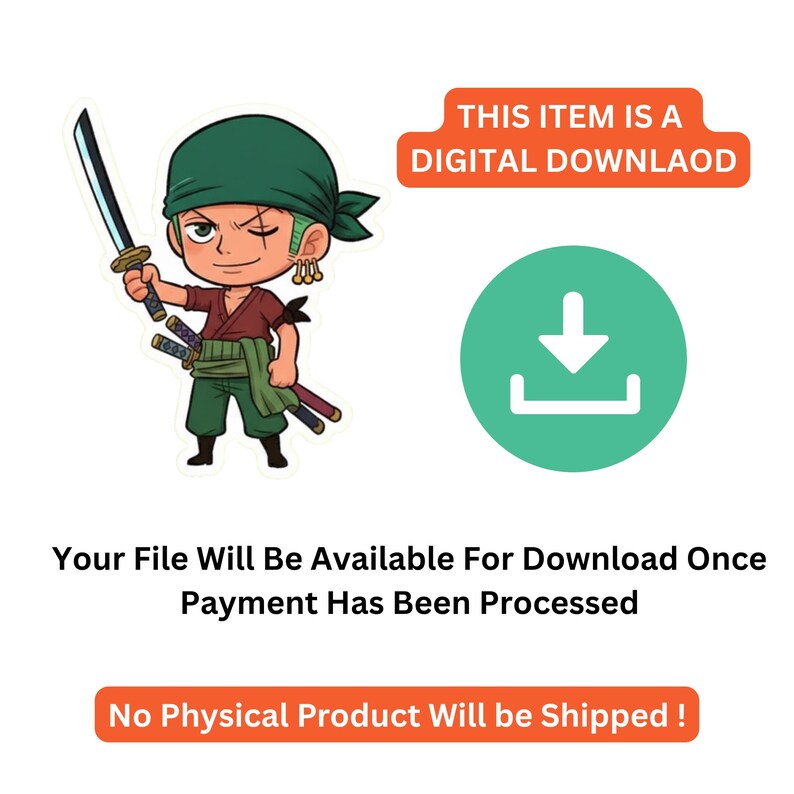 Chibi Zoro Clipart Bundle | Anime Swordsman PNG (digital Download ...