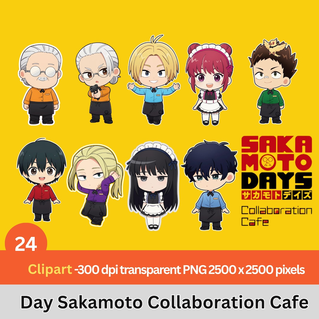 Anime Cafe Chibi Sakamoto Days Clipart | Action Barber PNG Bundle ...
