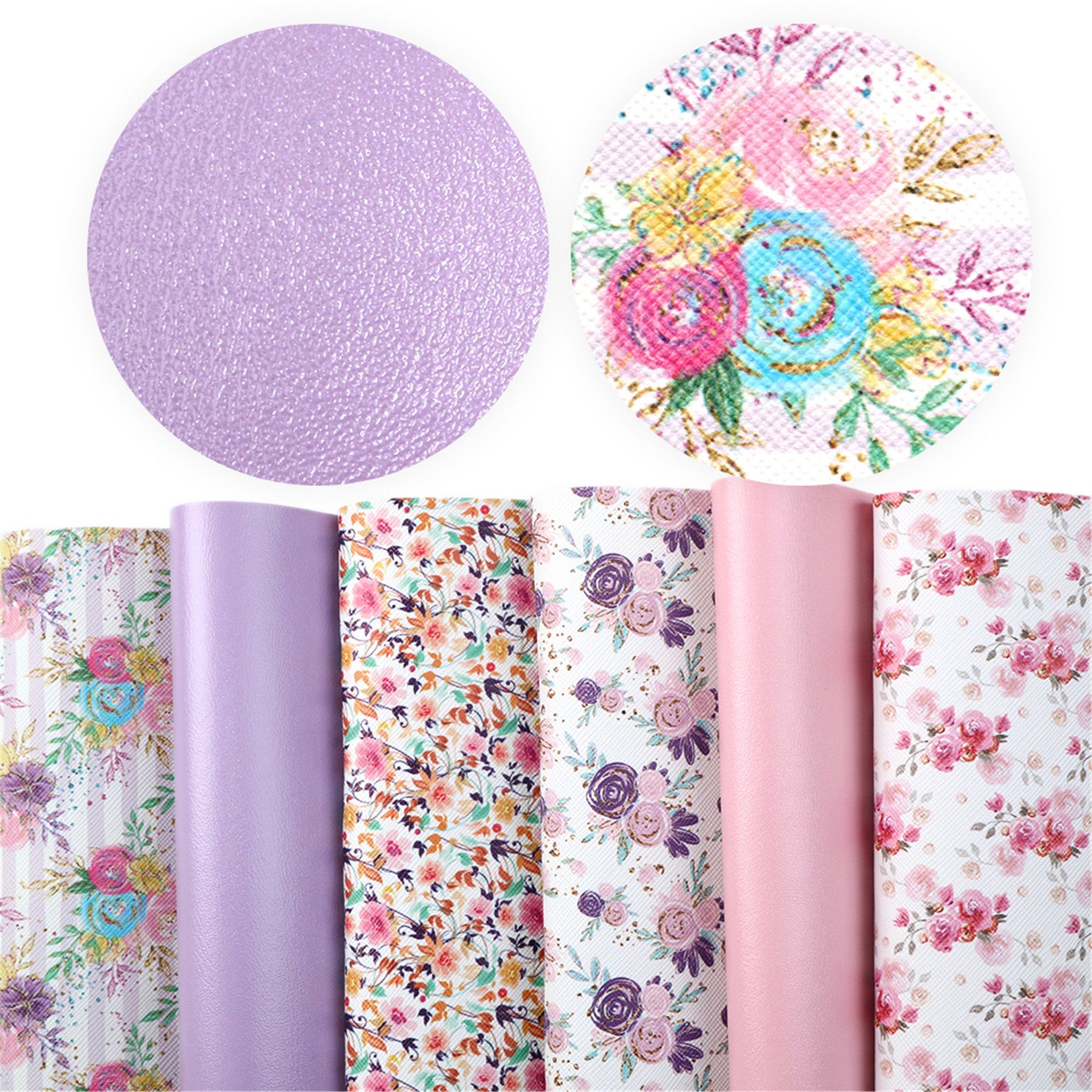 6pcs/set Faux Leather Sheets Floralprinted Leatherette - Etsy
