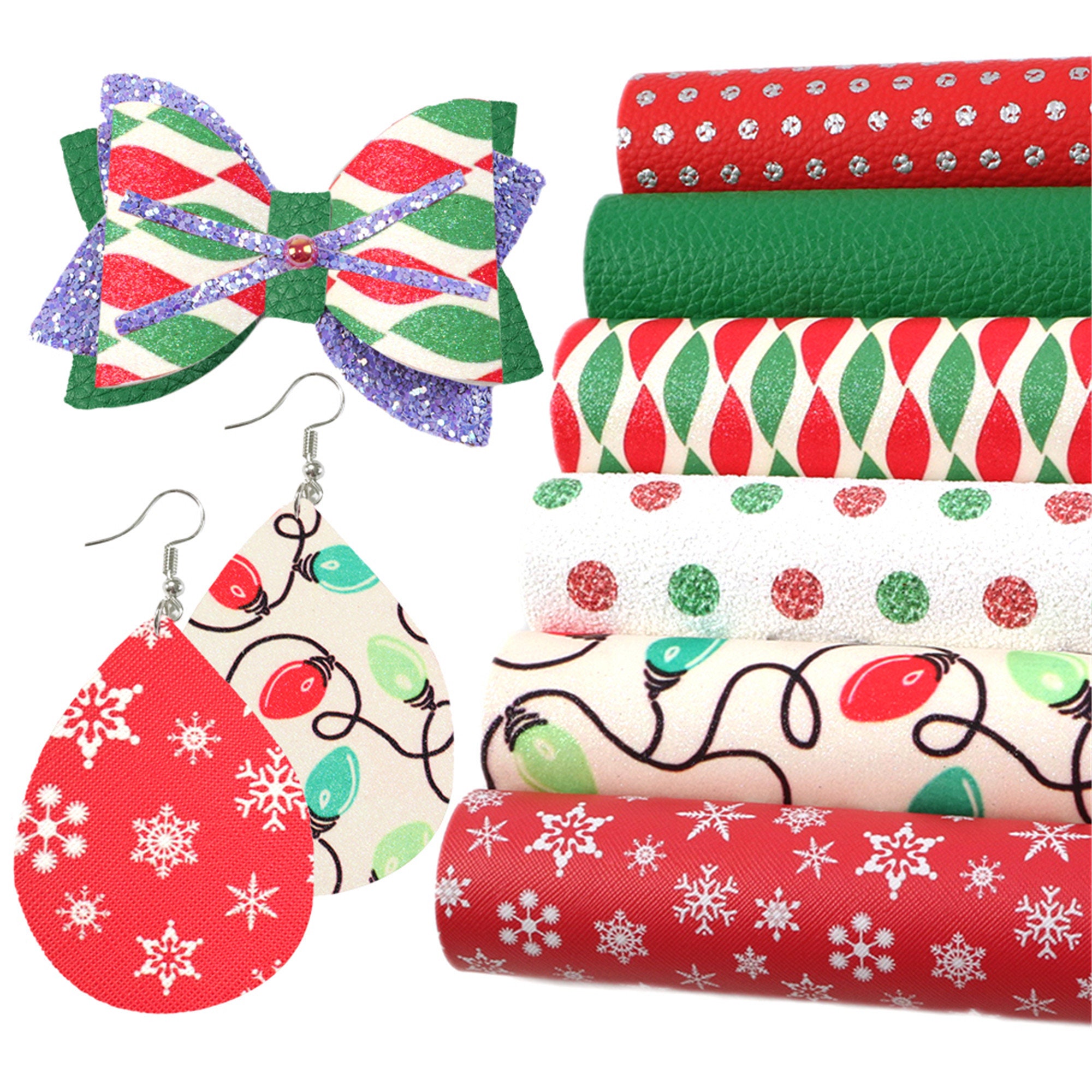 Christmas Fabric Sheets Assorted 6pcs/setPrinted Faux Leather | Etsy