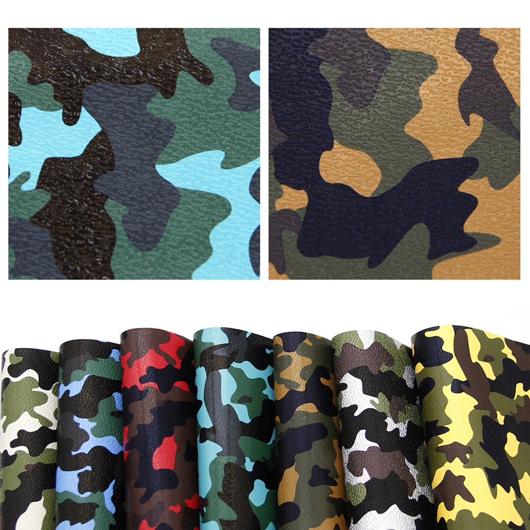 19x55 Inch Camouflage Print Leather Sheets,vinyl Fabric Sheets,diy Bows ...