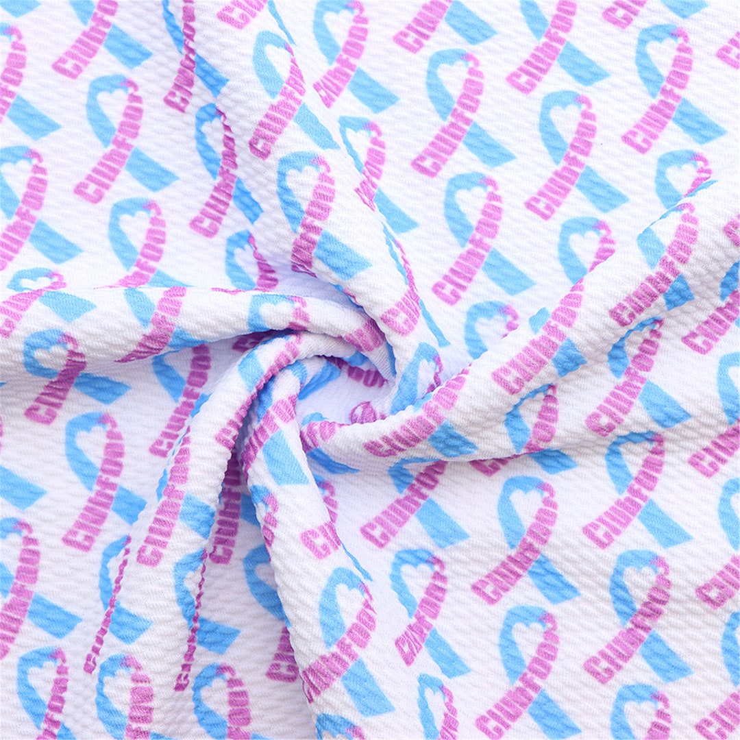 Awareness Ribbon Print Liverpool Bullet Textured Stretch Knit Fabric ...