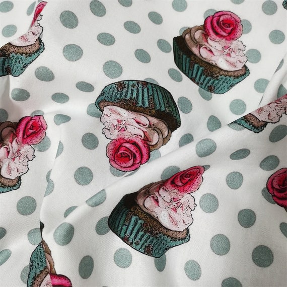 Vintage Fabriccupcake Print 100% Soft Cotton Fabricshirt | Etsy