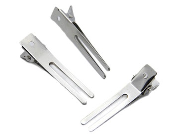 50pc Silver Double Prong Metal Hair Alligator Clip With Teeth,alligator ...