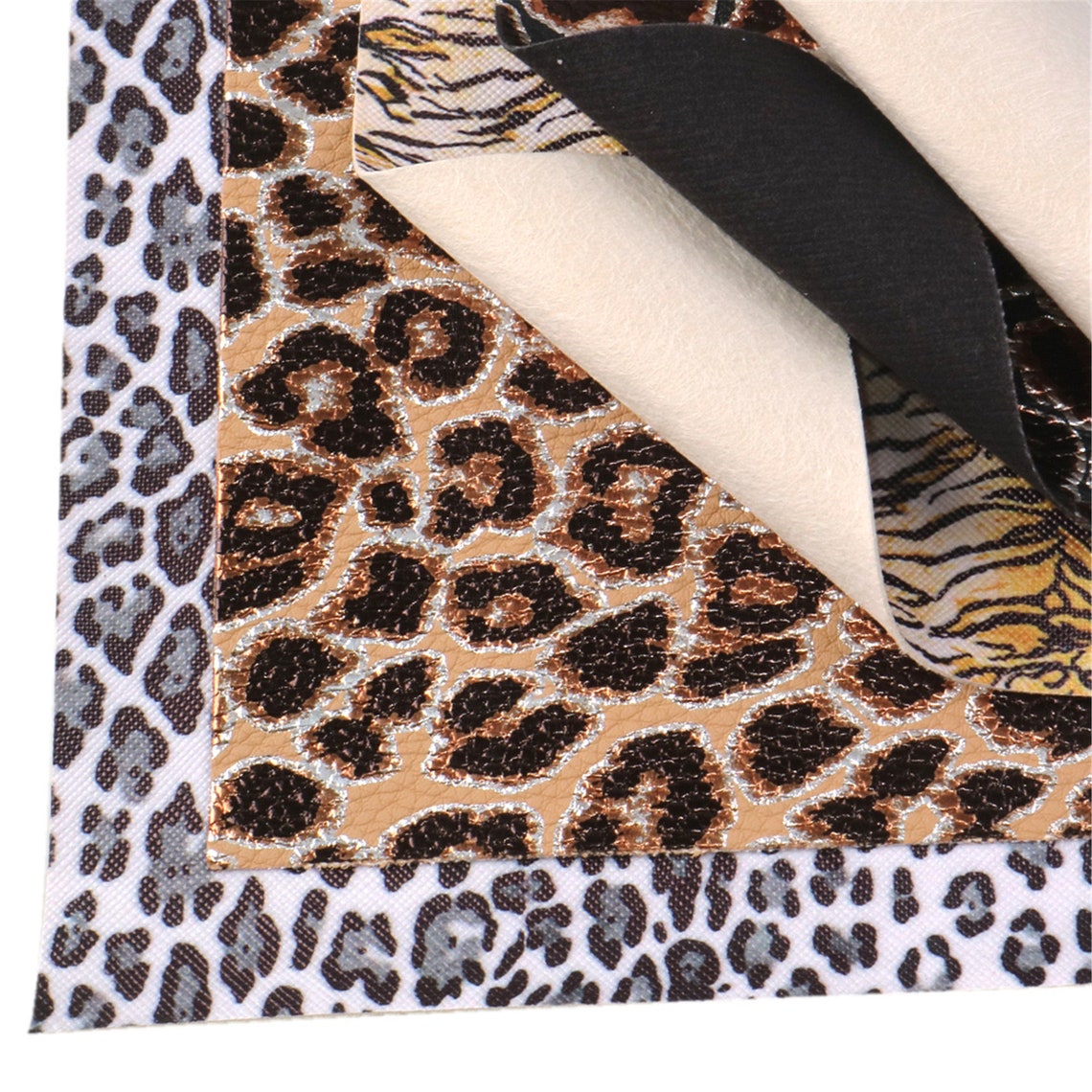 Leopard Leather Sheets Bundles 6pcs/set,cheetah Printed Faux Leather ...