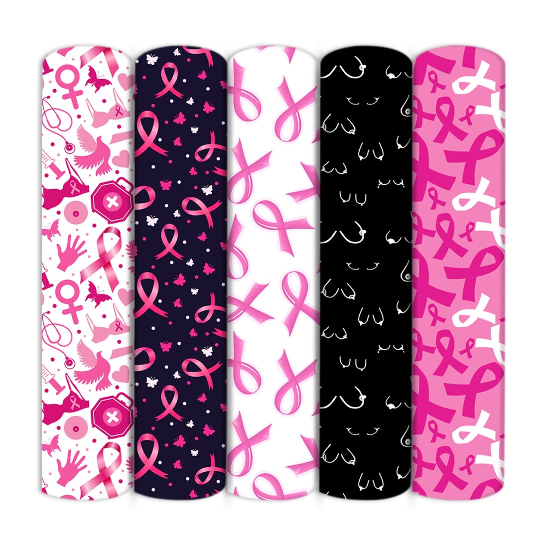 Breast Cancer Ribbon Print Double Brushed Polyester Fabric by Half Yard ...
