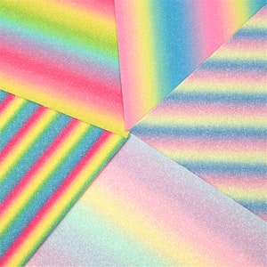 A5 Size Rainbow Shimmer Glitter Sheets 5pcs/set,rainbow Stripe Faux ...