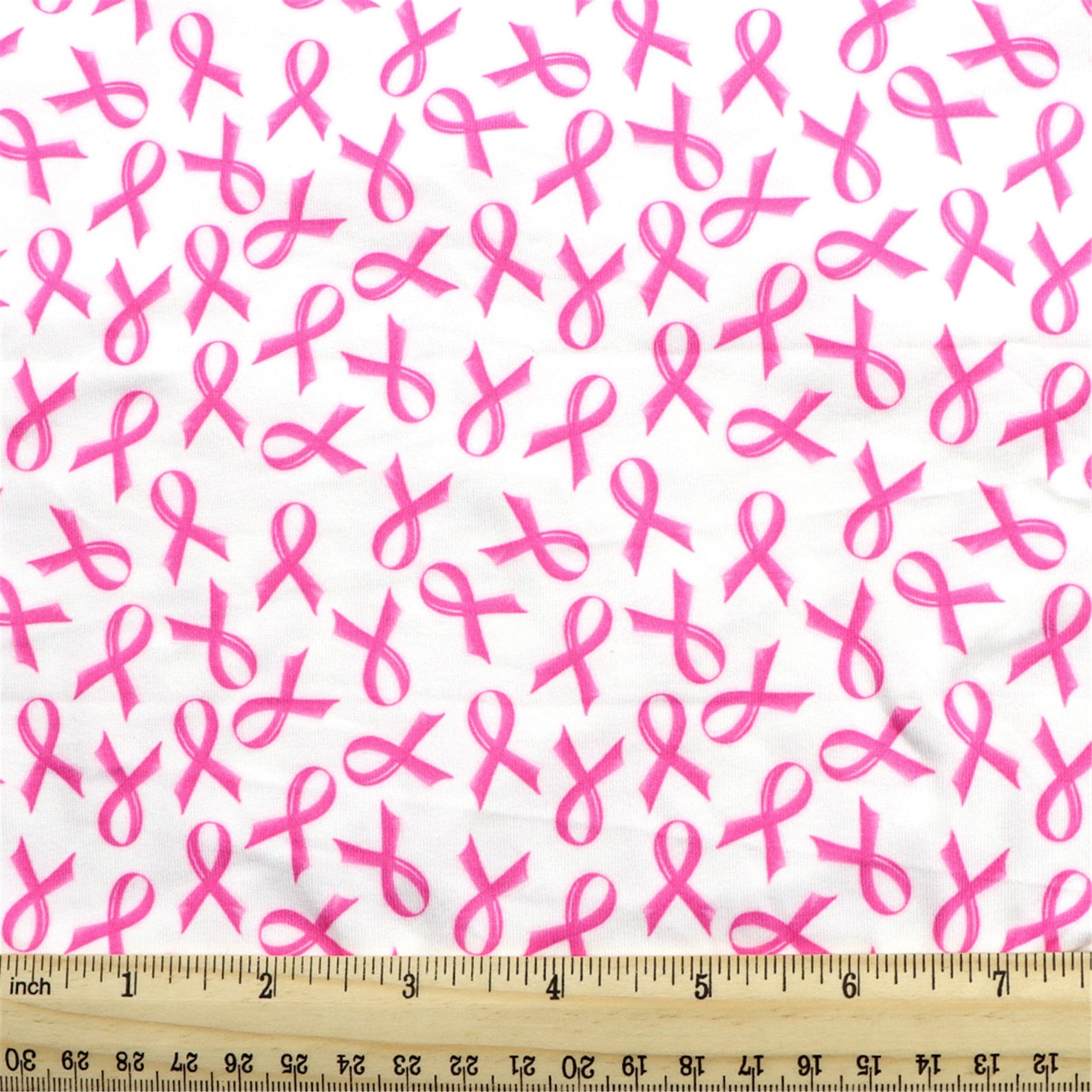 Breast Cancer Ribbon Print Double Brushed Polyester Fabric by Half Yard ...