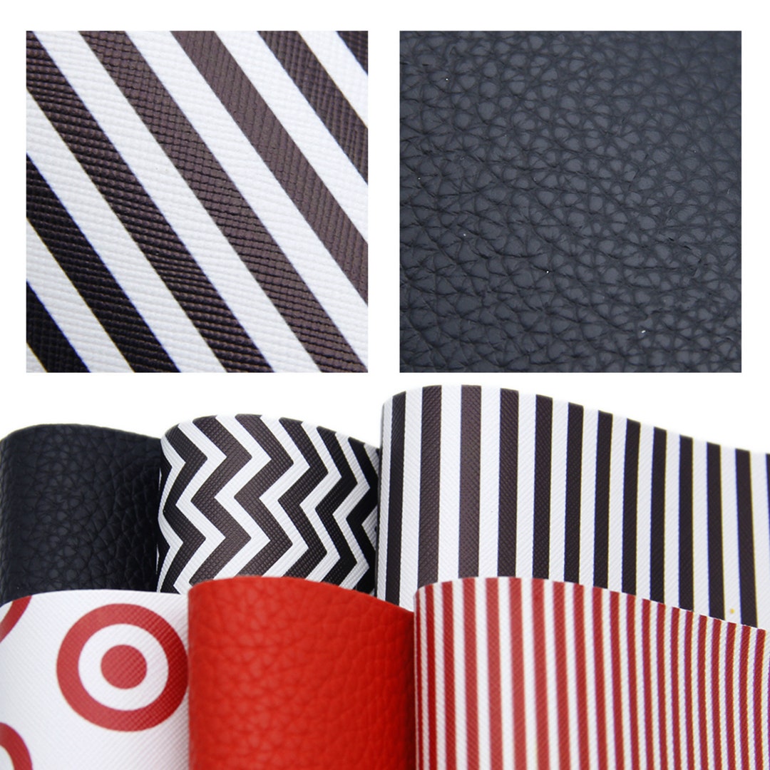 Stripe Leather Sheet Sets 6pcs/set,printed Faux Leather Fabric,plain ...
