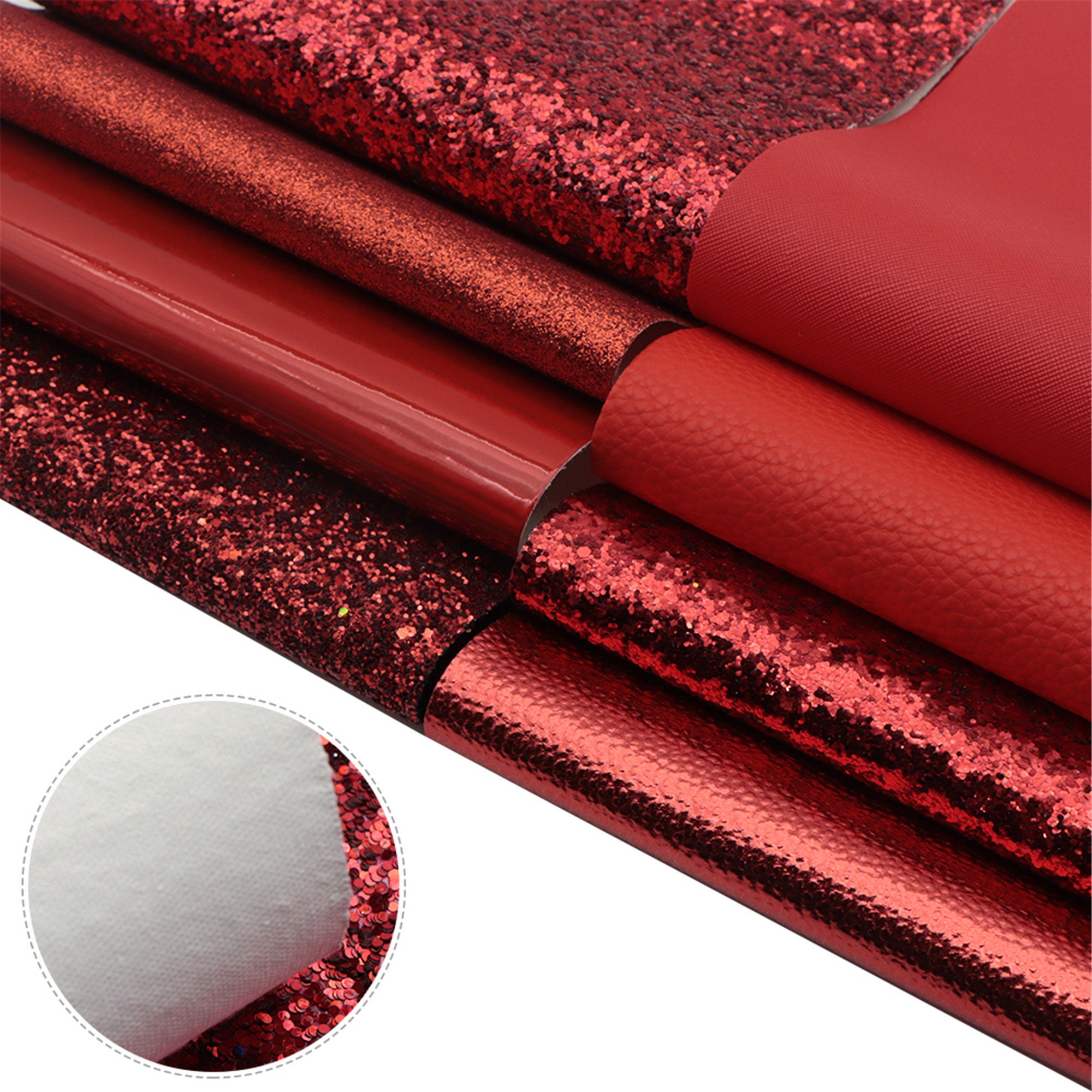 8pcs/set Red Series Faux Leather Bundlesolid Faux Leather - Etsy