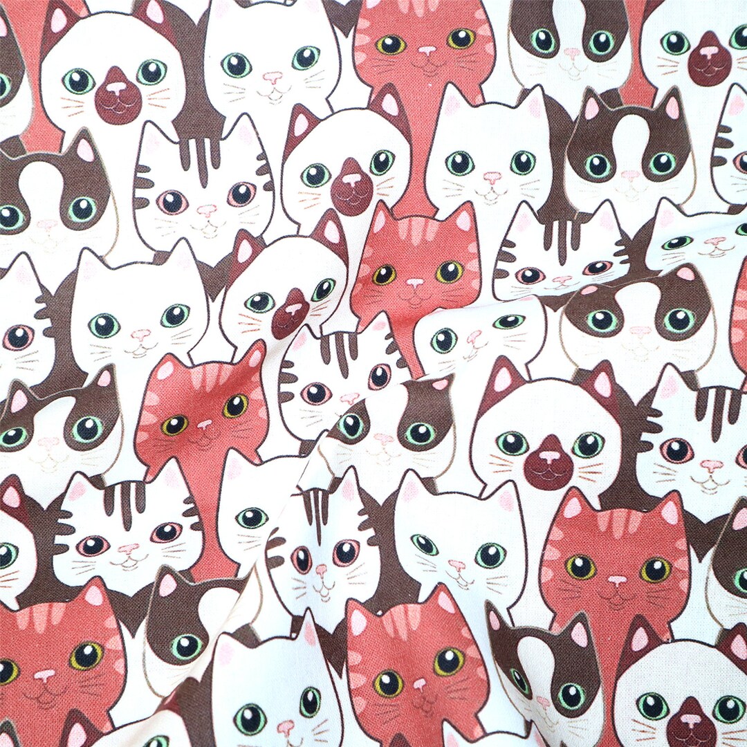 Cat Printed Fabric,colorful Cotton Fabric,fabric Printed,quilting ...