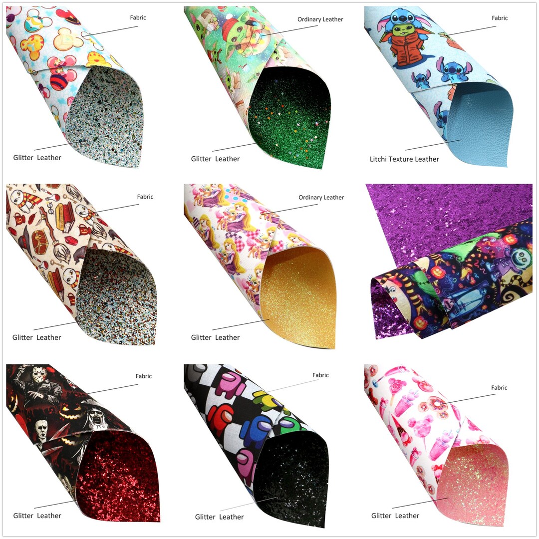 20*33cm Cartoon Magic War Horror Glitter Double Sided Faux Leather ...
