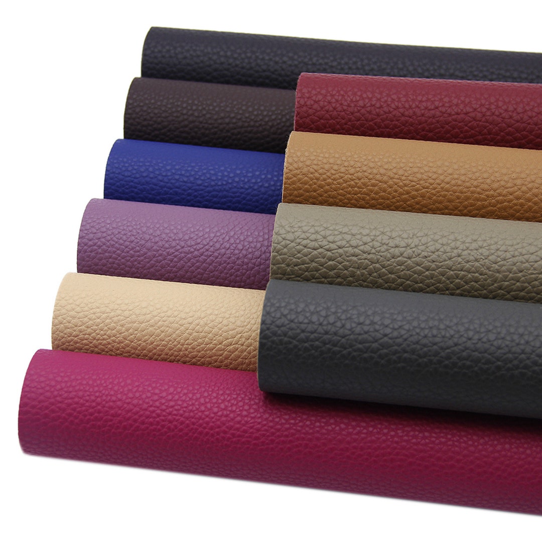 10pcs/set Plain Color Litchi Pattern Vegan Faux Leather Sheets ...