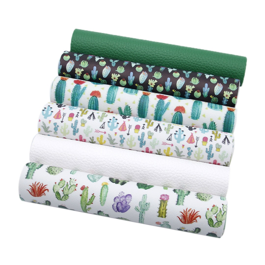 Cactus Faux Leather Sheets,printed Synthetic Leather Sheets,vegan ...