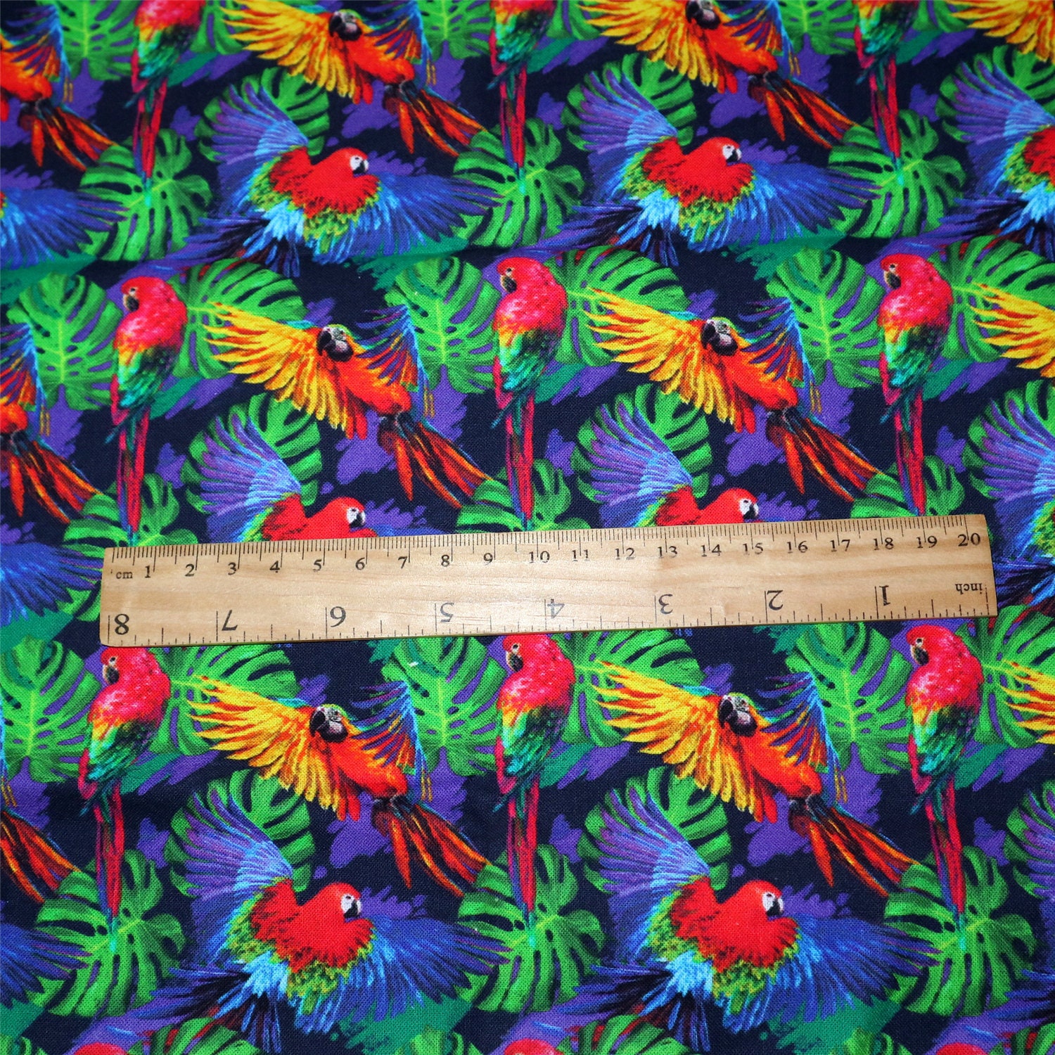 Cotton Fabric Printedbird Fabricparrots Printfabric by 1/2 | Etsy