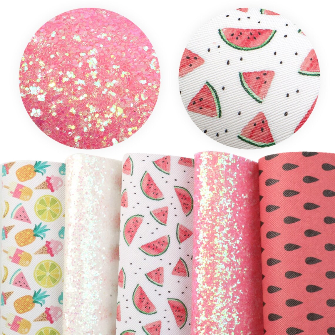 Watermelon Faux Leather Bundles5pcs/setprinted Imitation - Etsy