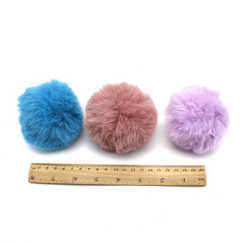 Faux Fur Pom Pom Ball 5pcskey Chain Puffs Plush Ballhat Bag - Etsy