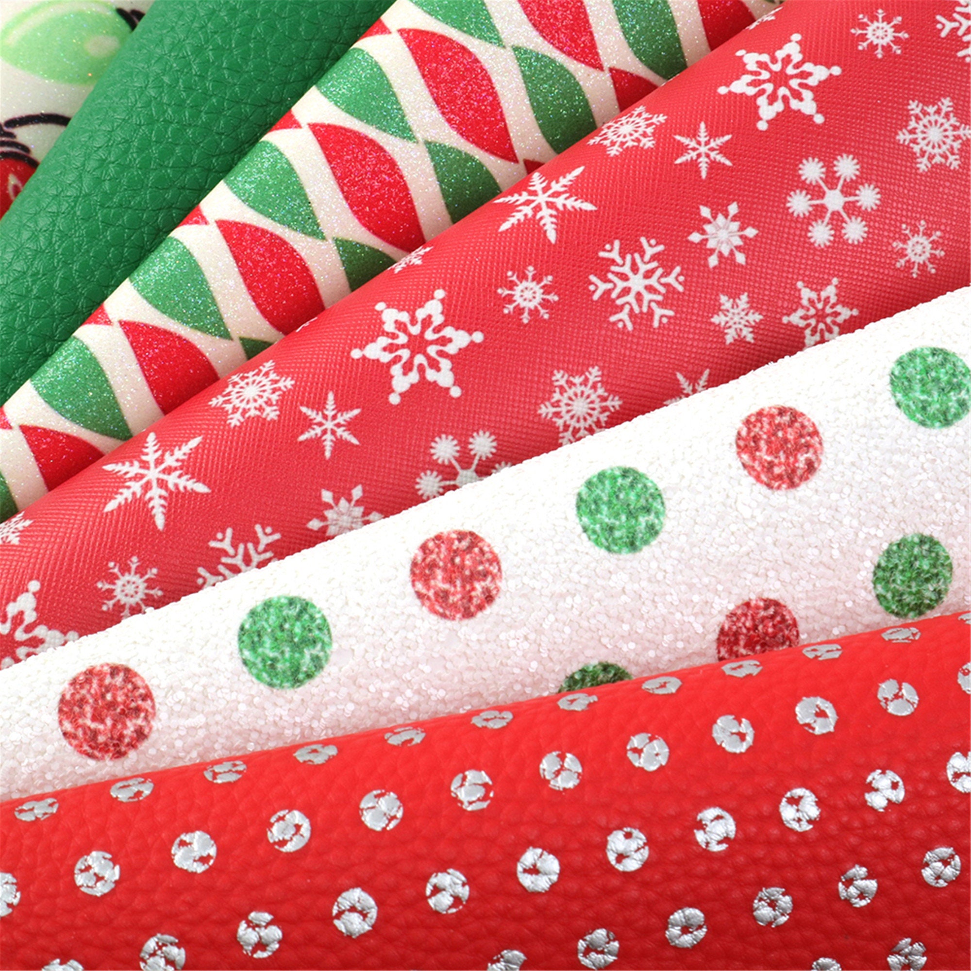 Christmas Fabric Sheets Assorted 6pcs/set,printed Faux Leather Fabric ...
