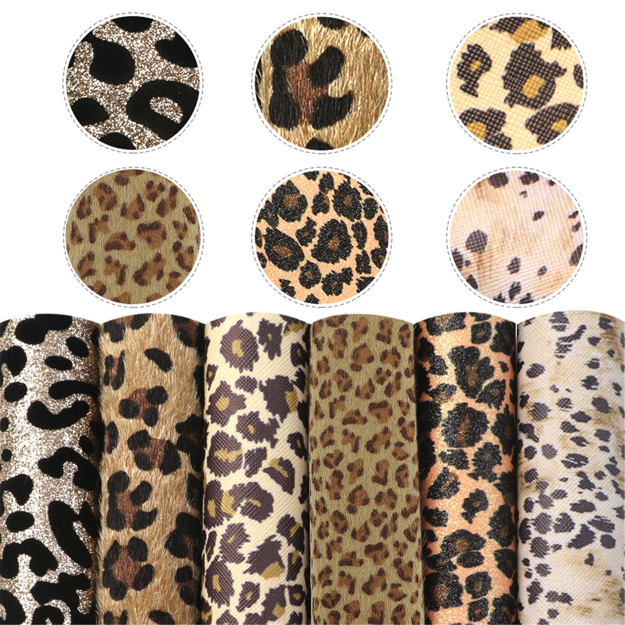 6pcs/set Leopard Print Leather Sheets,glitter Cheetah Print Leather ...