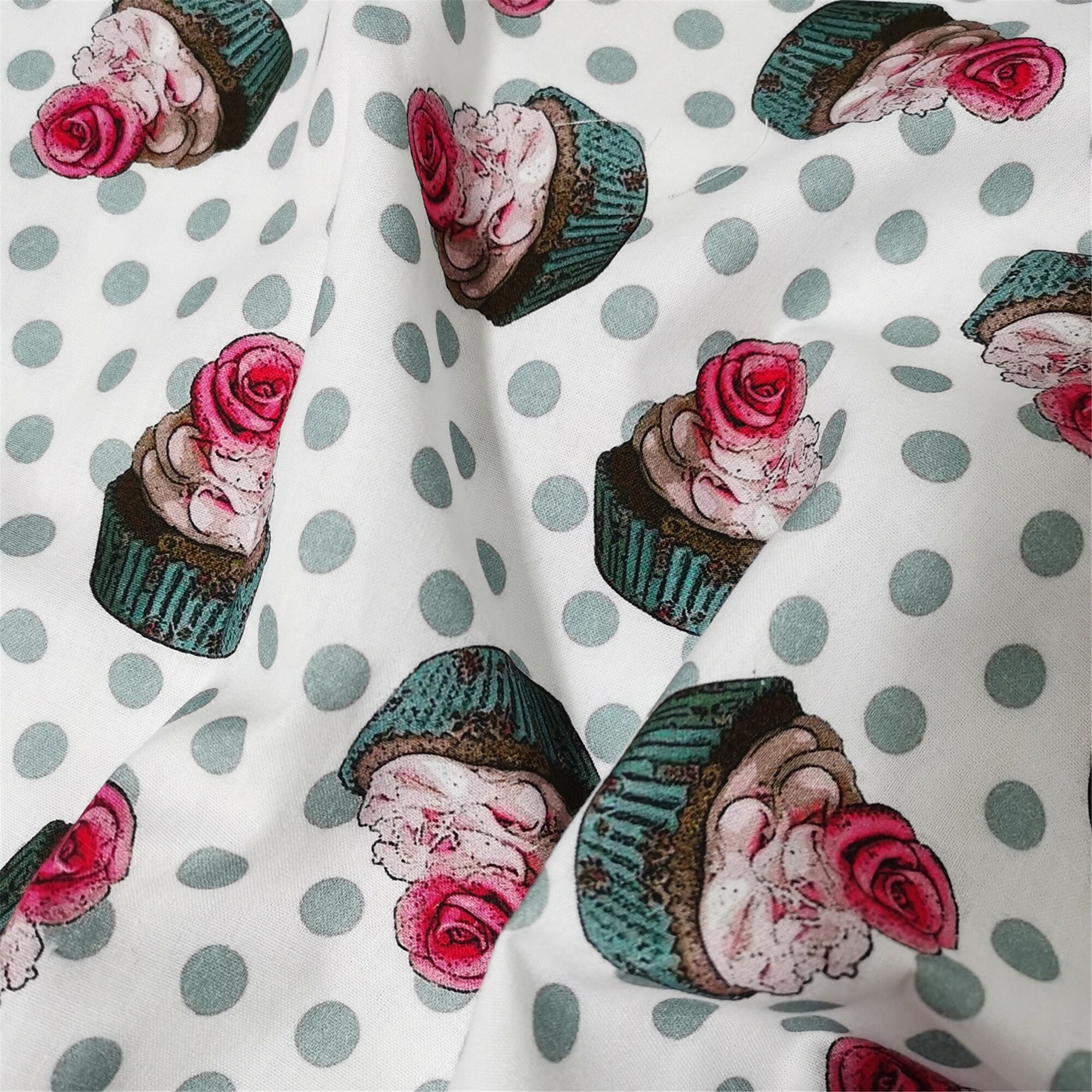 Vintage Fabriccupcake Print 100% Soft Cotton Fabricshirt - Etsy