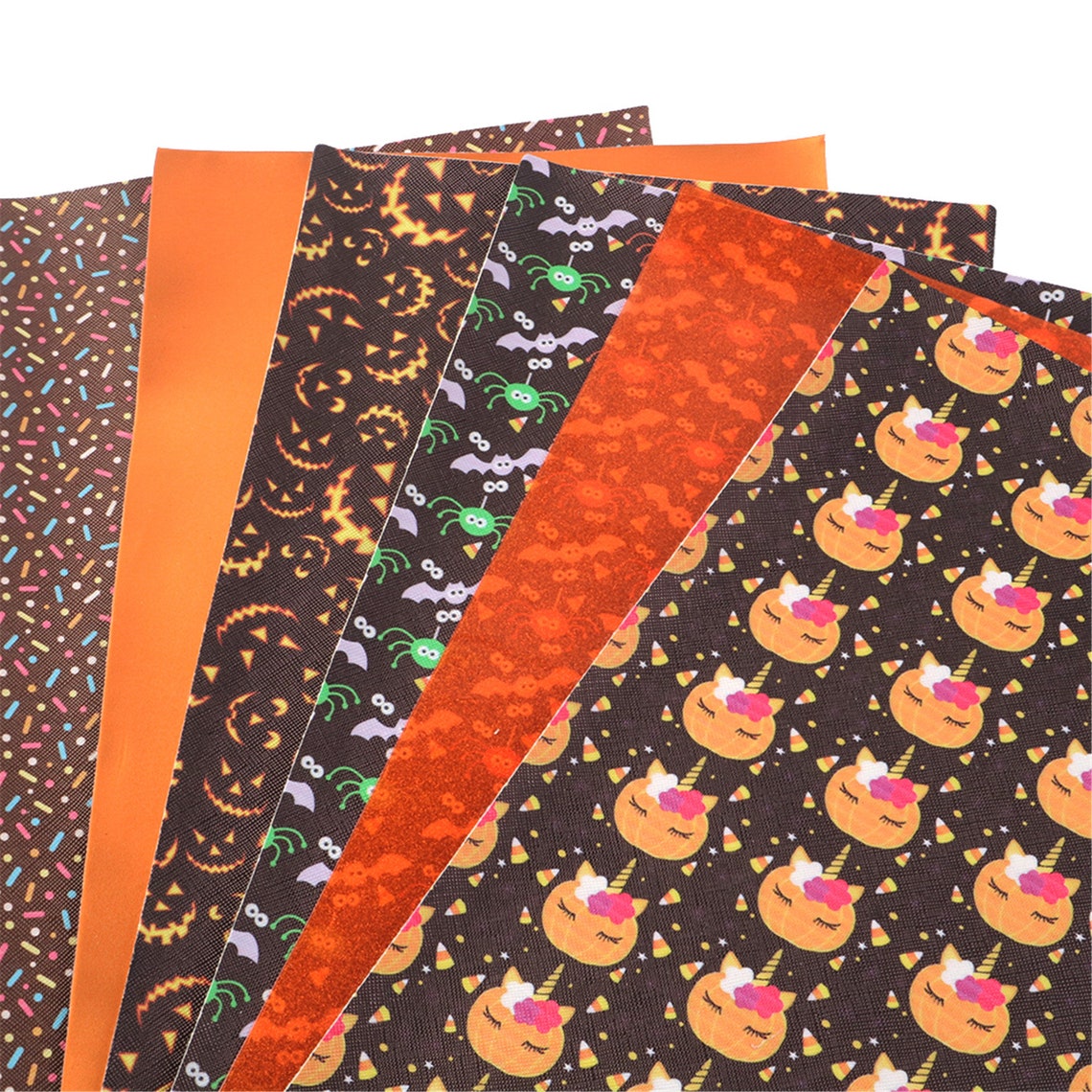 Faux Leather Sheet Halloween 6 Pcs/set,metallic Leather Sheets,hairbow ...