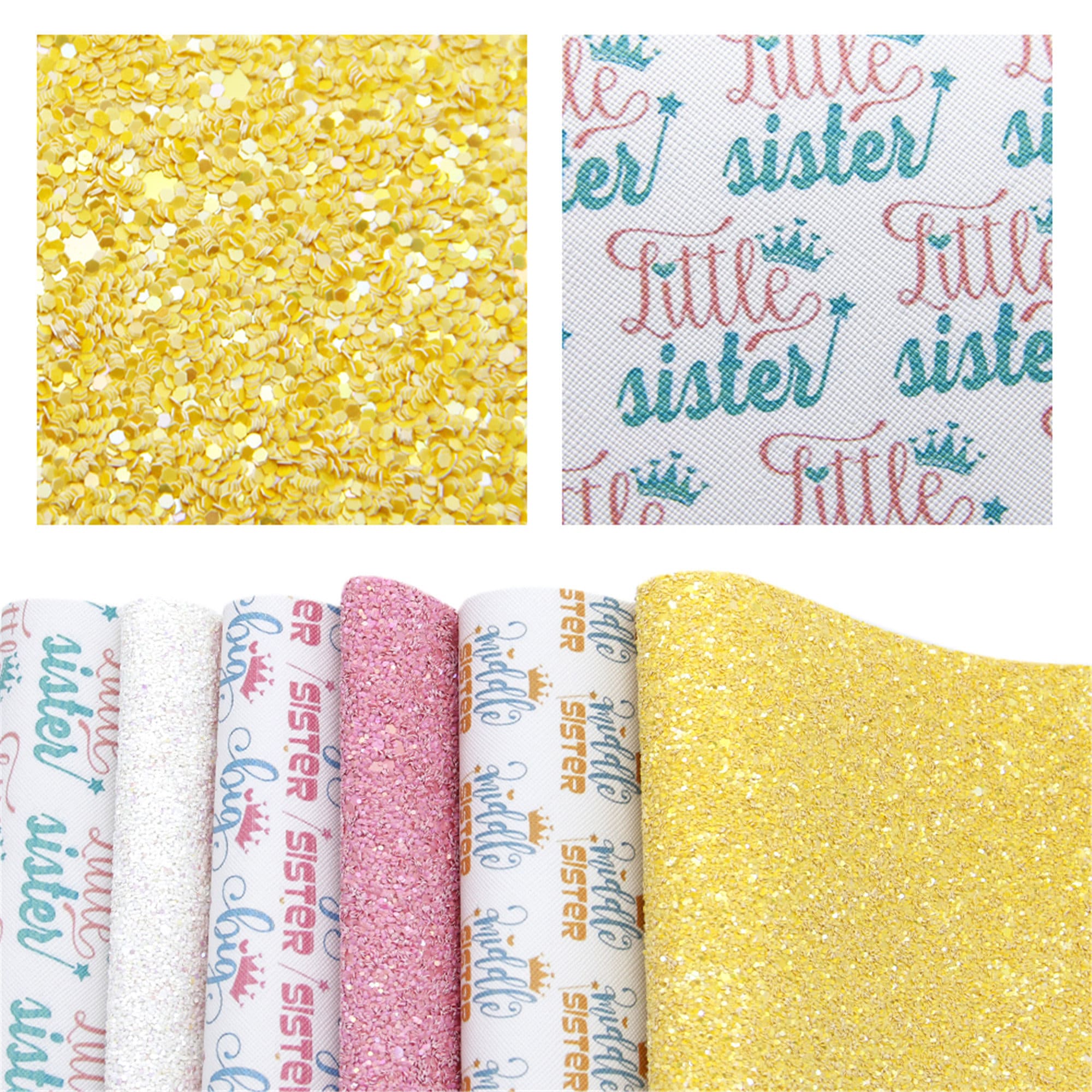 Leather Bundles 6pcs/set,litter Sister Printed Faux Leather Sheets ...