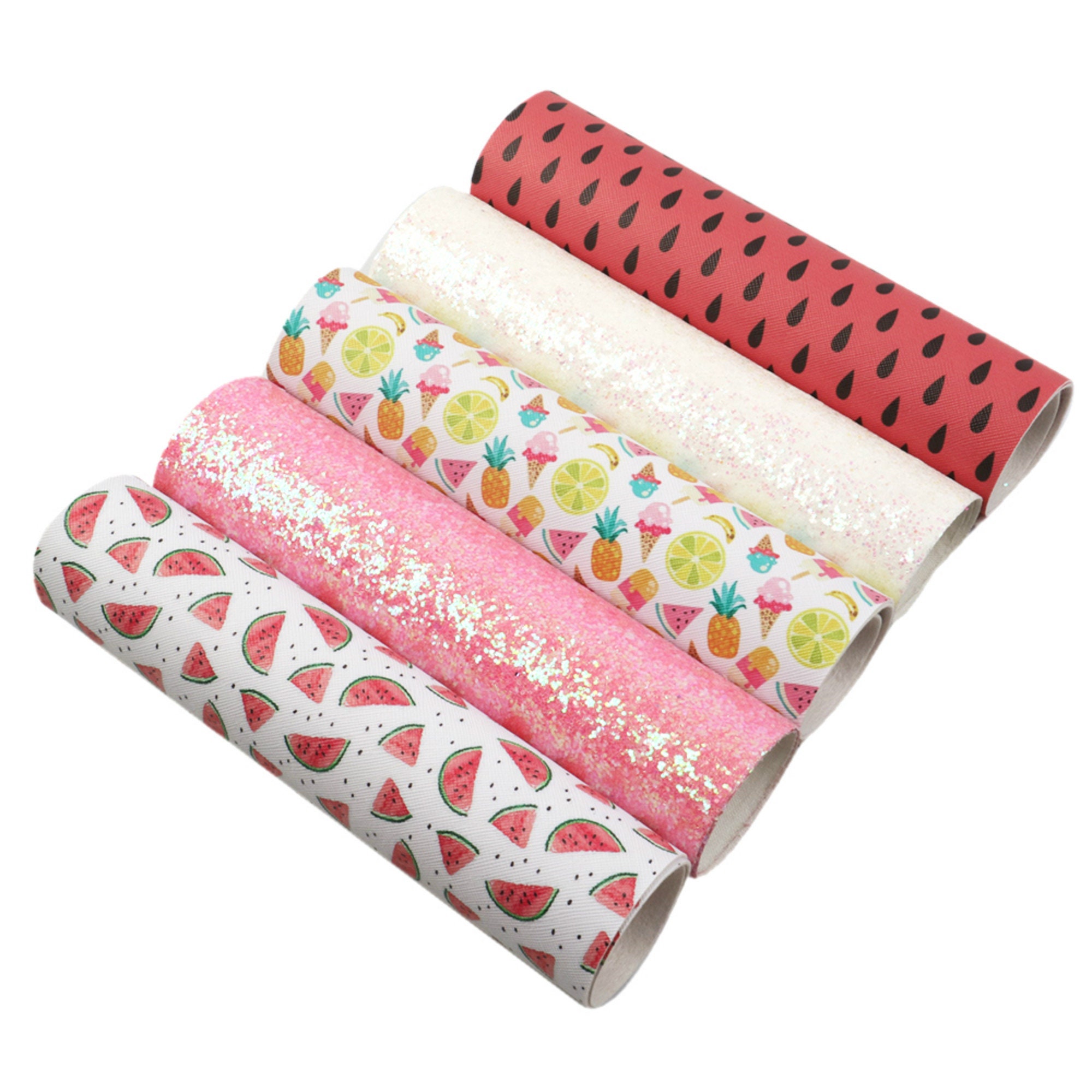 Watermelon Faux Leather Bundles5pcs/setprinted Imitation - Etsy