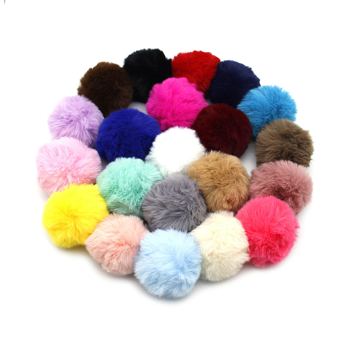 Faux Fur Pom Pom Ball 5pcs,key Chain Puffs Plush Ball,hat Bag Tote ...