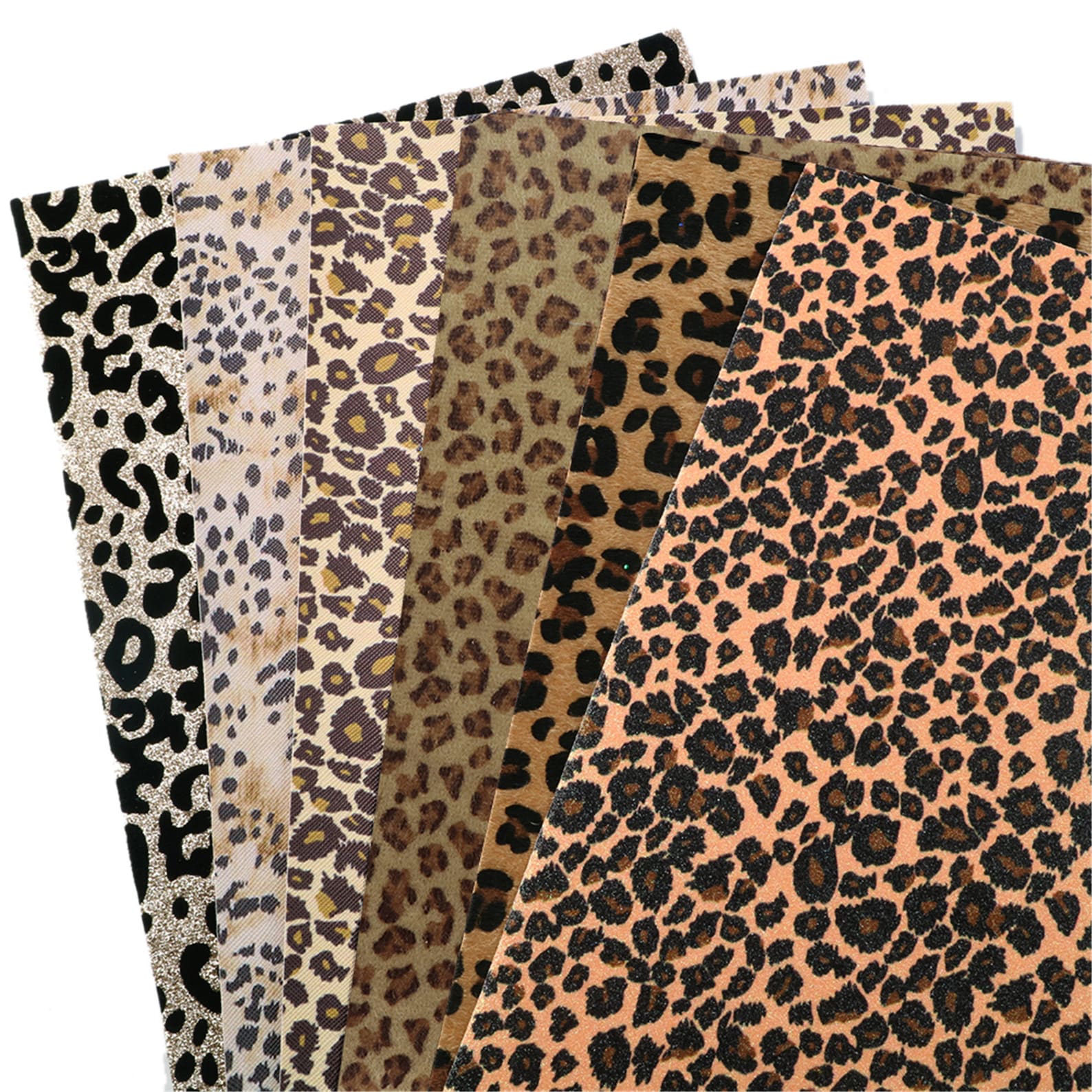 6pcs/set Leopard Print Leather Sheets,glitter Cheetah Print Leather ...
