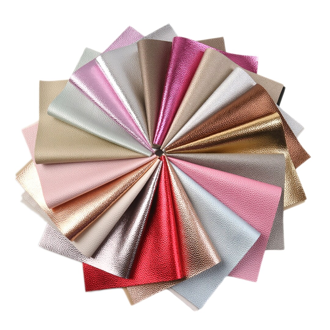 Solid Color Pearl Lychee Texture Glossy Faux Leather Sheet Vegan ...
