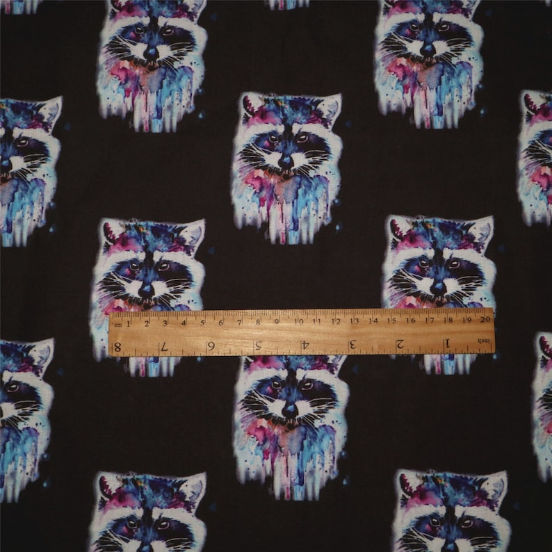 Raccoon Fabriccotton Fabricfabric Printedquilt Fabricblack | Etsy