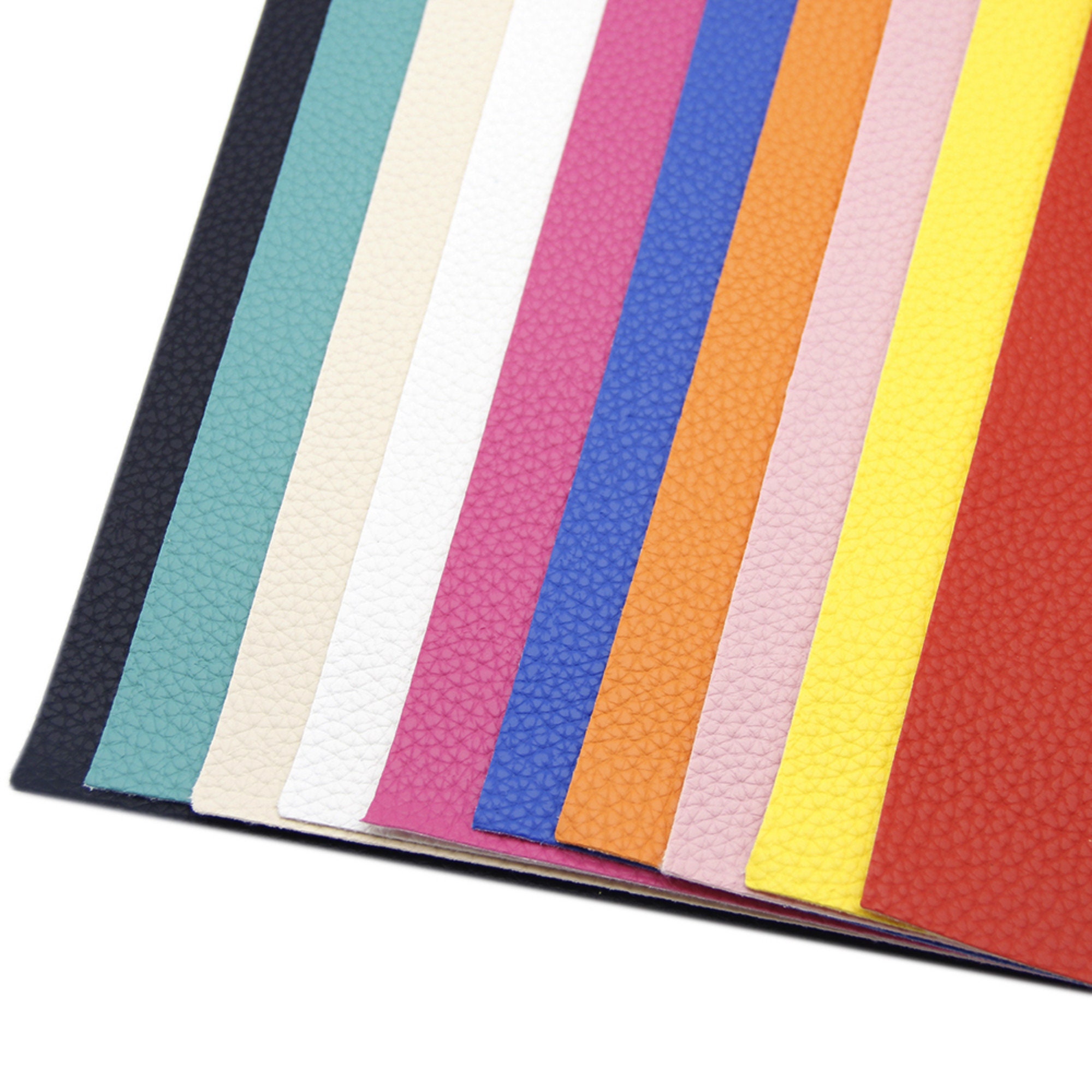 10pcs/set Solid Color Litchi Pattern Faux Leather Sheetsvegan - Etsy