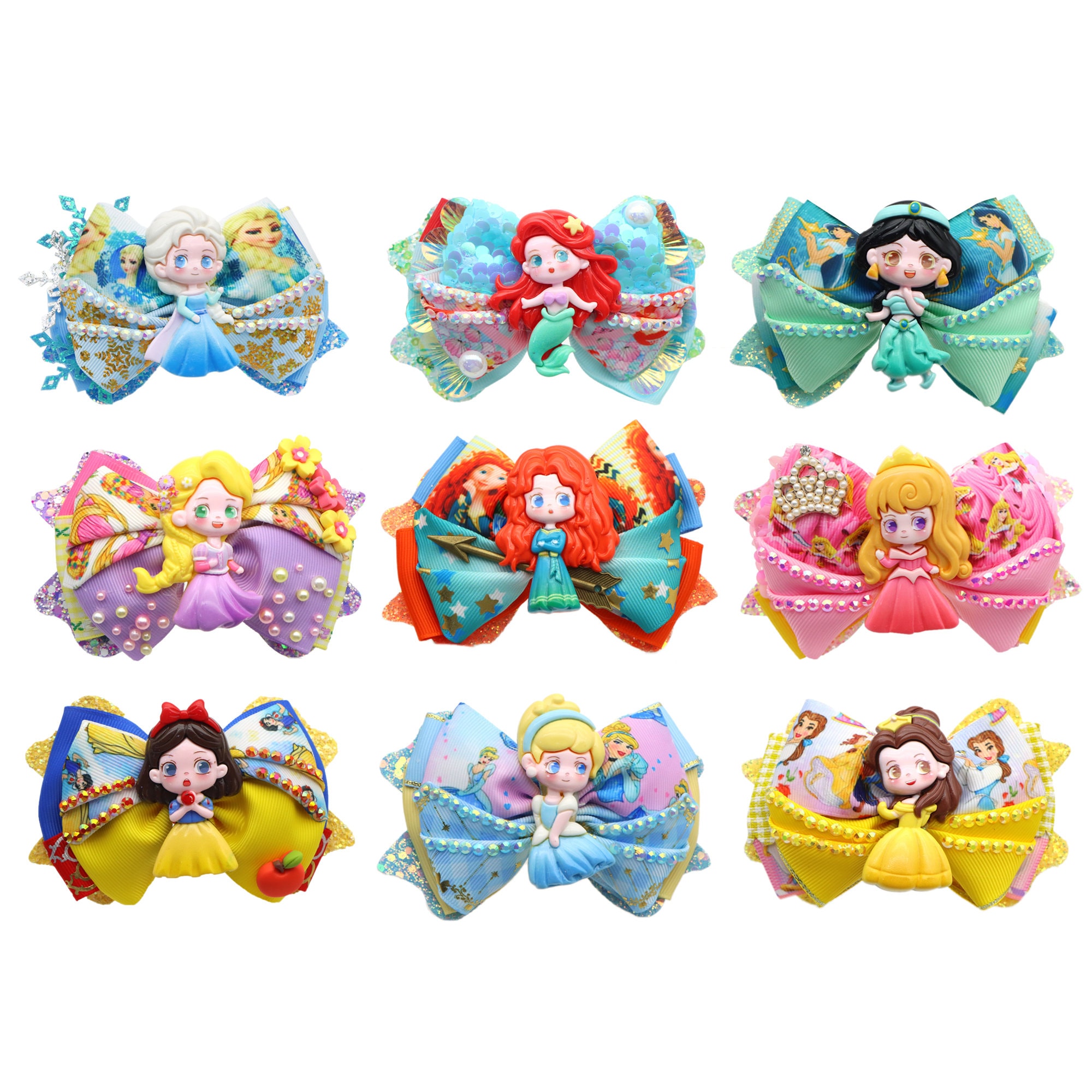 Princess Cartoon Hair Bow,cute Girl Ribbon Bowknot Hair Clip,birthday ...
