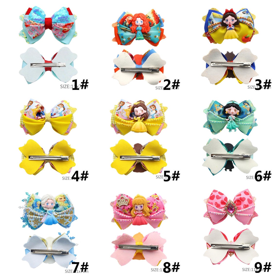 Princess Cartoon Hair Bow,cute Girl Ribbon Bowknot Hair Clip,birthday ...