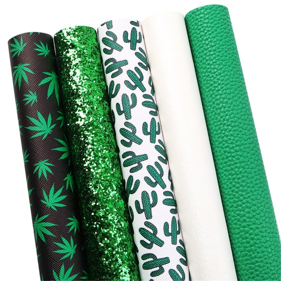 Cactus Faux Leather Sheet 5pcs/setblack Green Faux Leather - Etsy