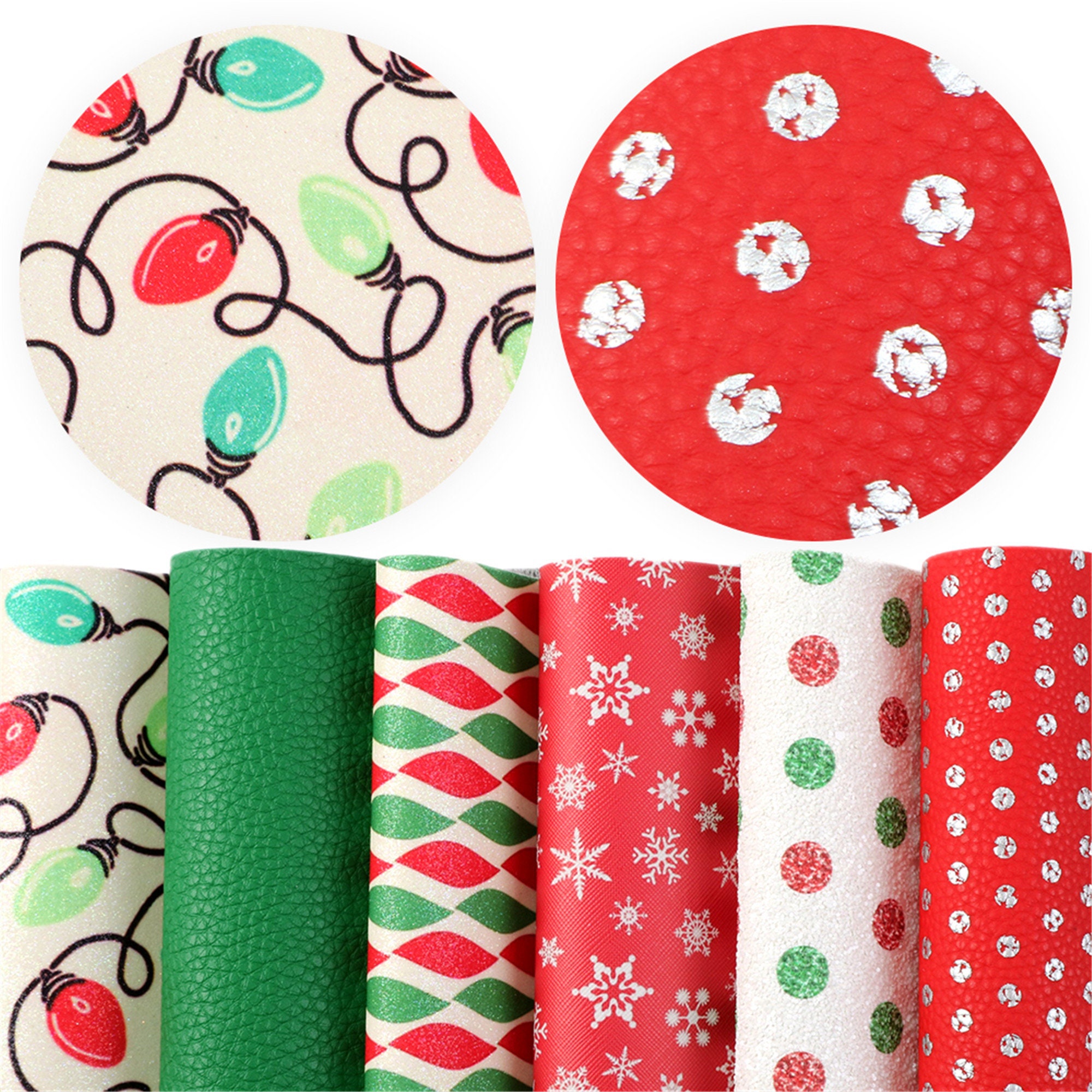 Christmas Fabric Sheets Assorted 6pcs/set,printed Faux Leather Fabric ...
