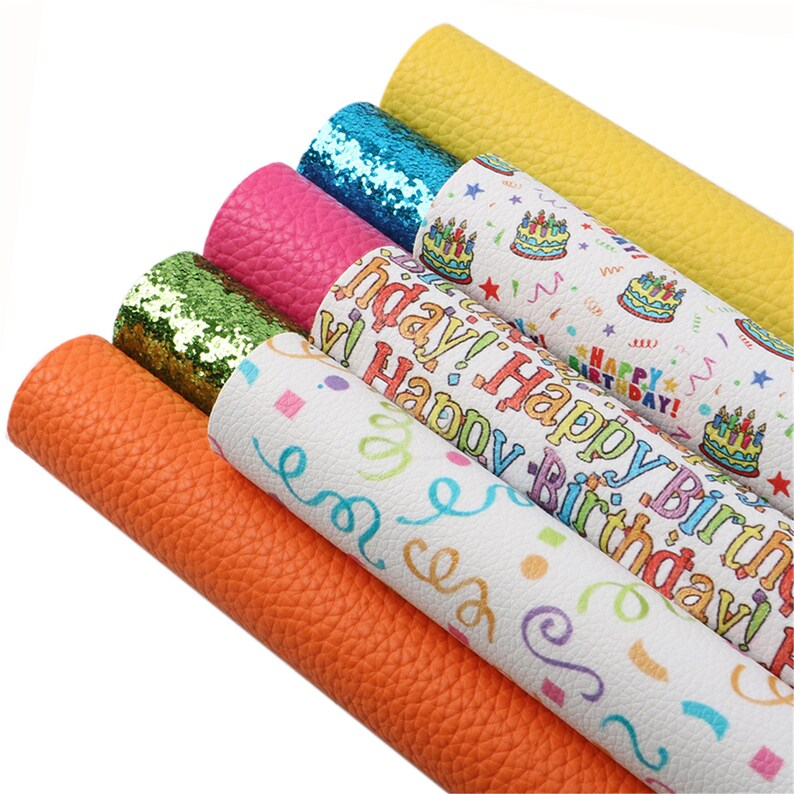 Faux Leather Sheets Happy Birthday 8pcs/set,a4 Vinyl Fabric Sheets ...