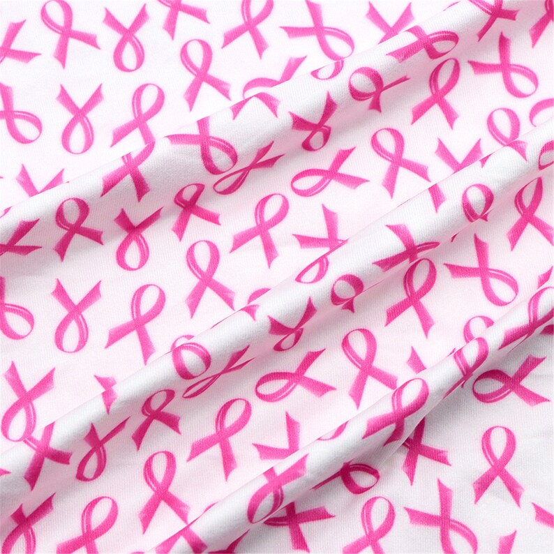Breast Cancer Ribbon Print Double Brushed Polyester Fabric by - Etsy
