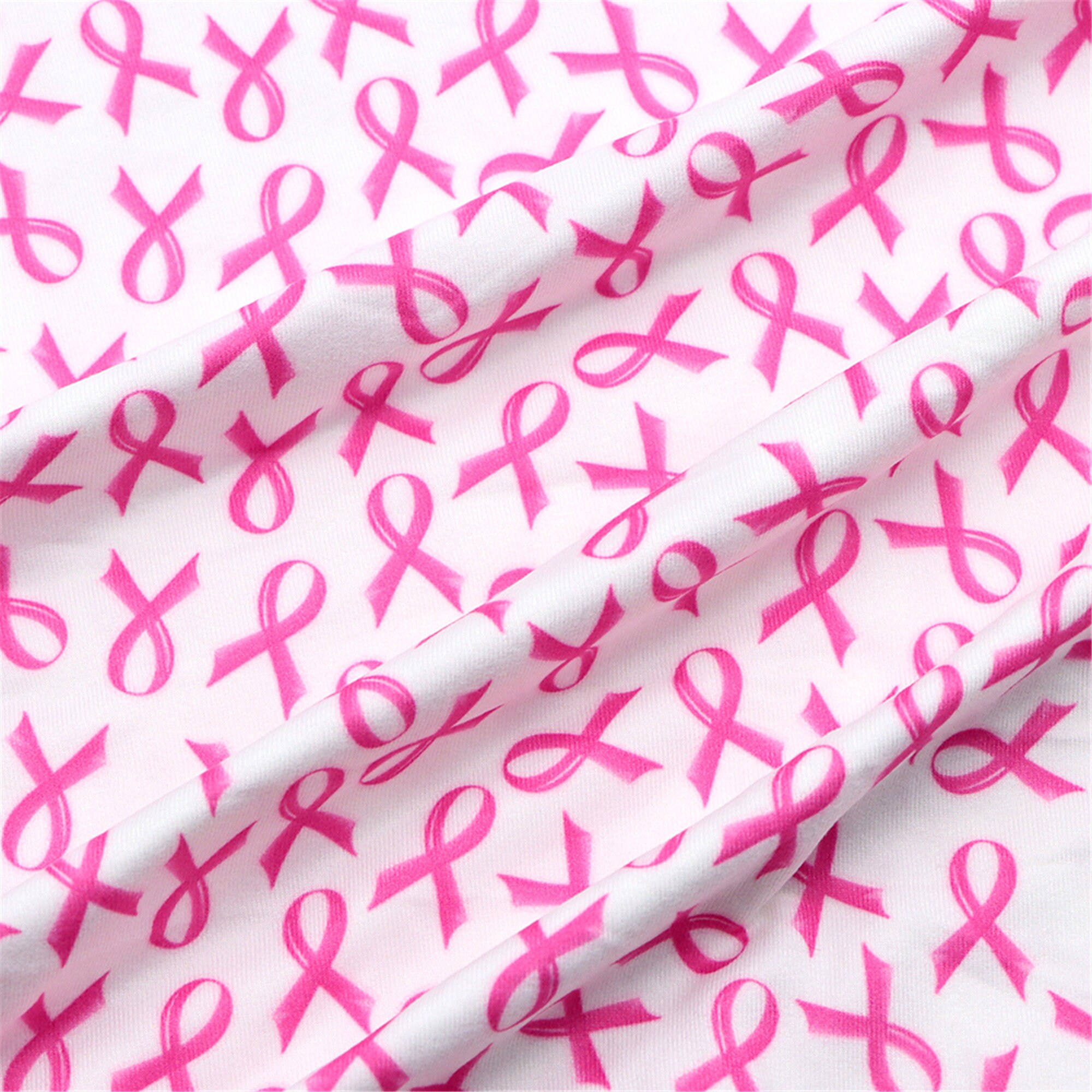 Breast Cancer Ribbon Print Double Brushed Polyester Fabric by - Etsy