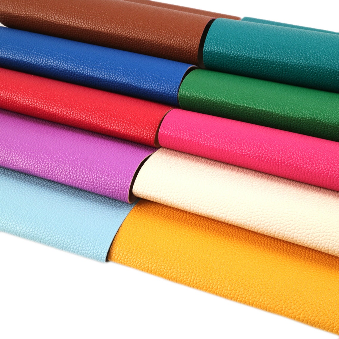 15pcs/set Textured Faux Leather Sheets,litchi Pattern Leather Fabric ...